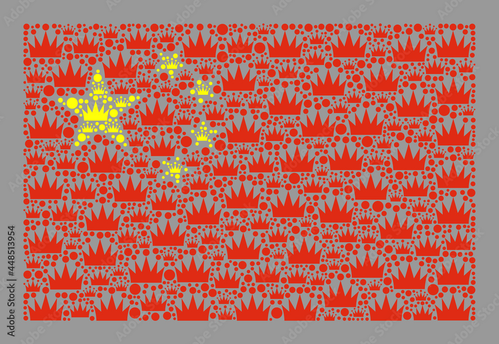 Mosaic rectangle China flag created of crown icons. Kingdom vector ...