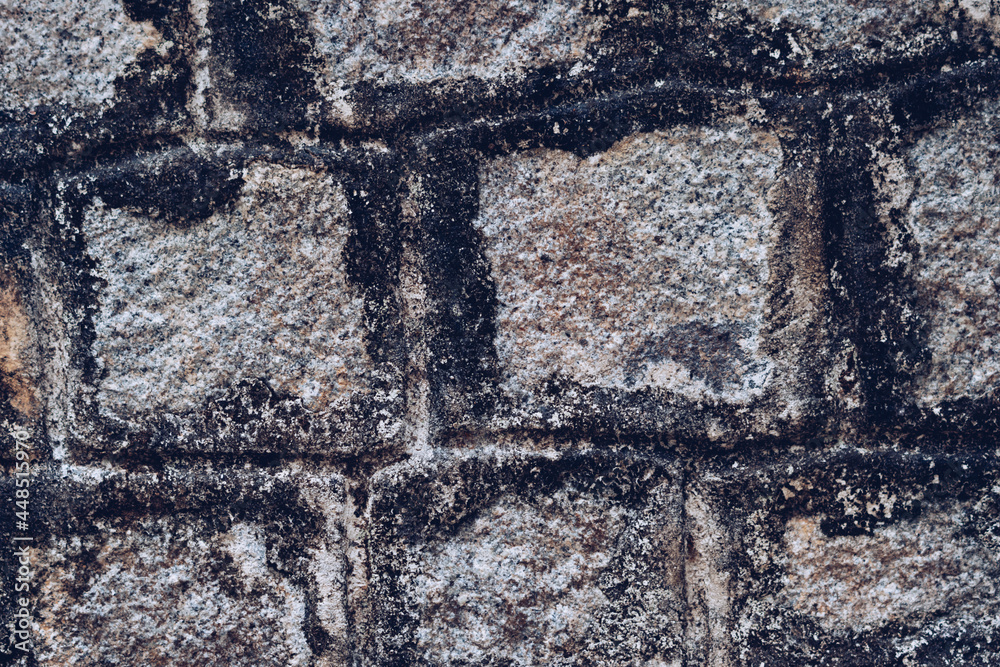 Old Temple wall. Rectangular cut out marble granite brick real surface ...