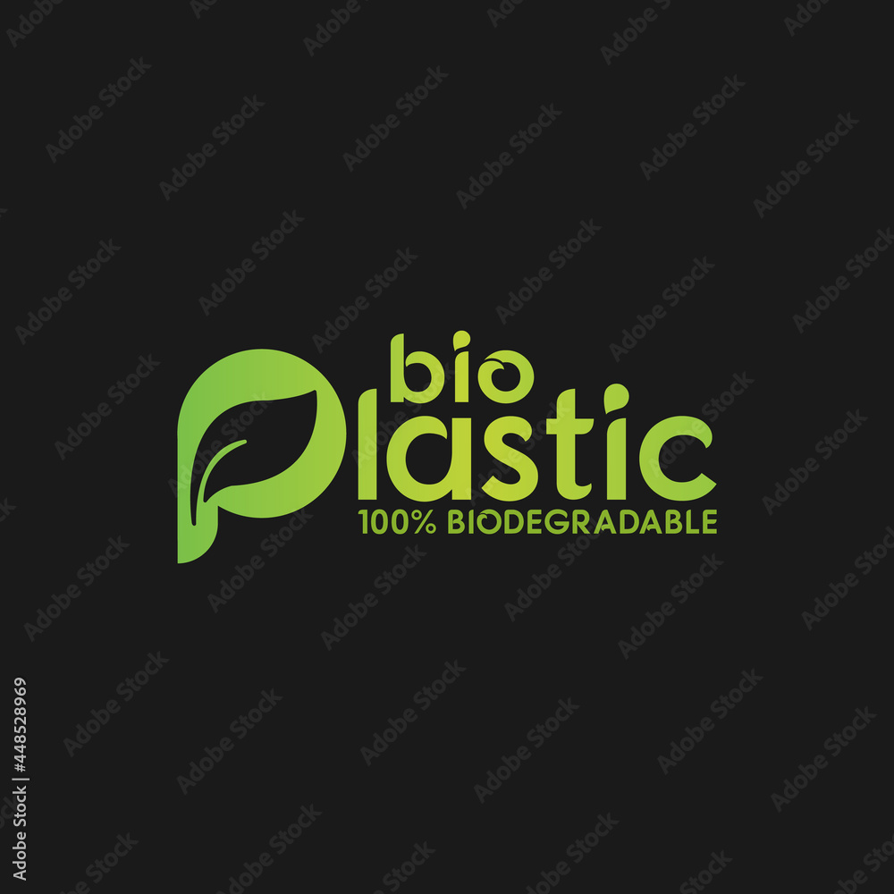 Bio Plastic 100% Biodegradable Typography Logo Design Template. Eco ...