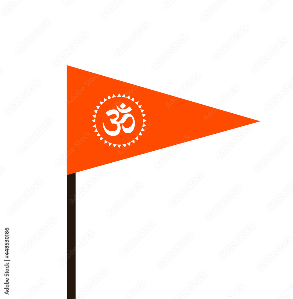 Saffron Hindu flag with Hinduism symbol OM. Hindu Pataka. Stock Vector ...
