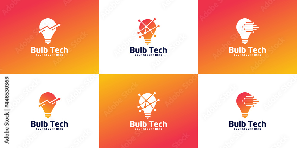light bulb logo collection inspiration with connection lines and arrows ...