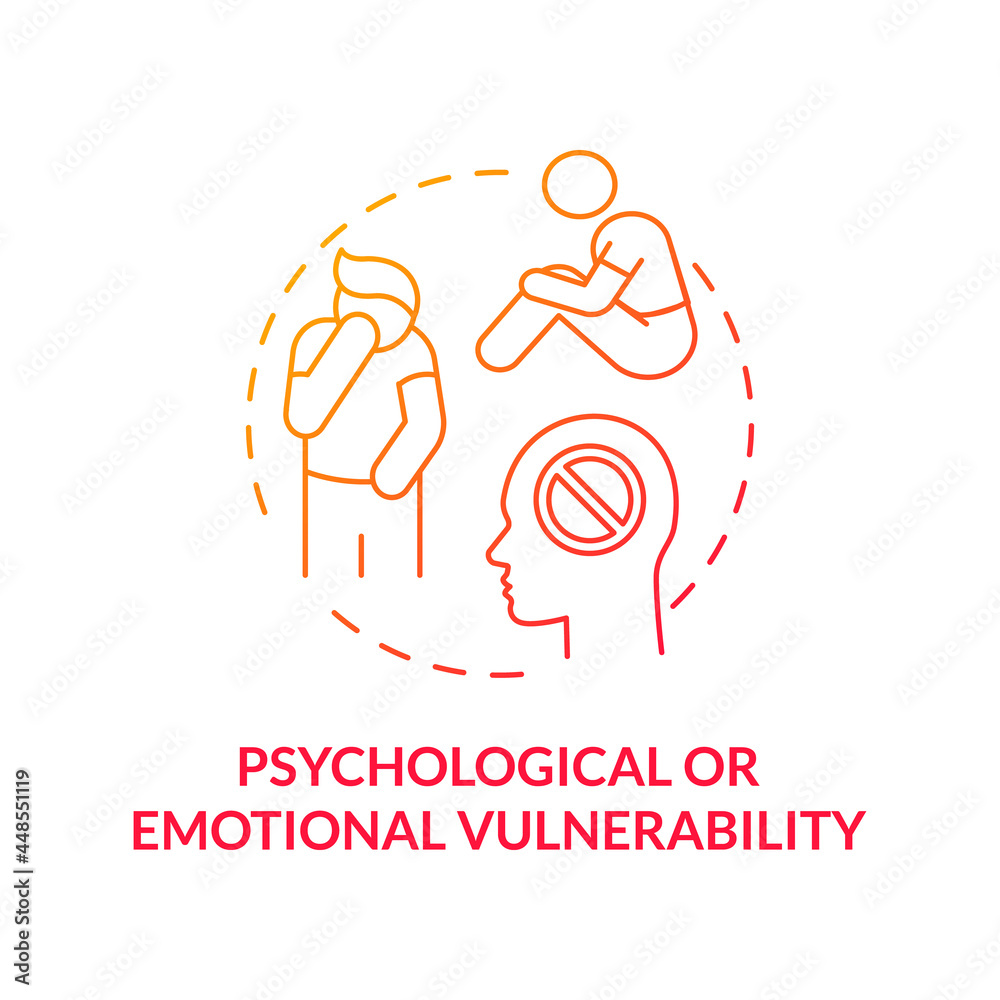 Psychological or emotional vulnerability red concept icon. Mental ...