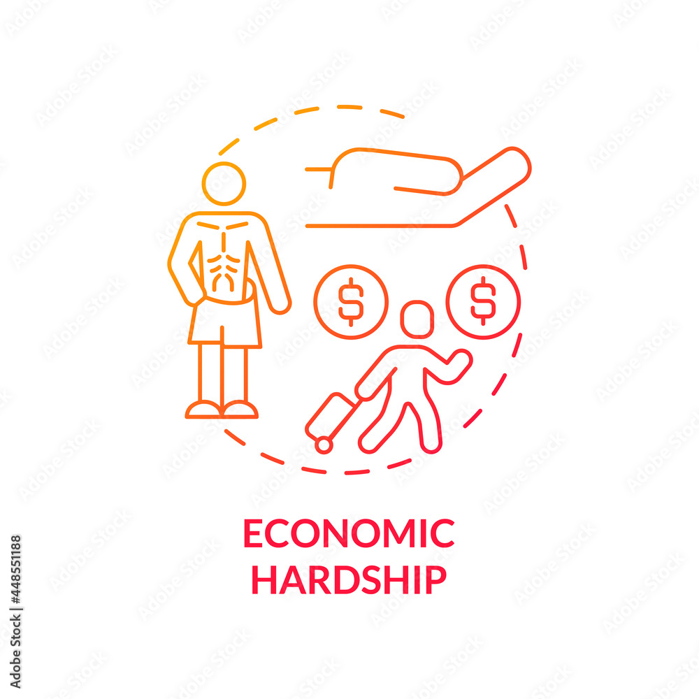 Economic hardship red concept icon. Poverty consequences abstract idea ...