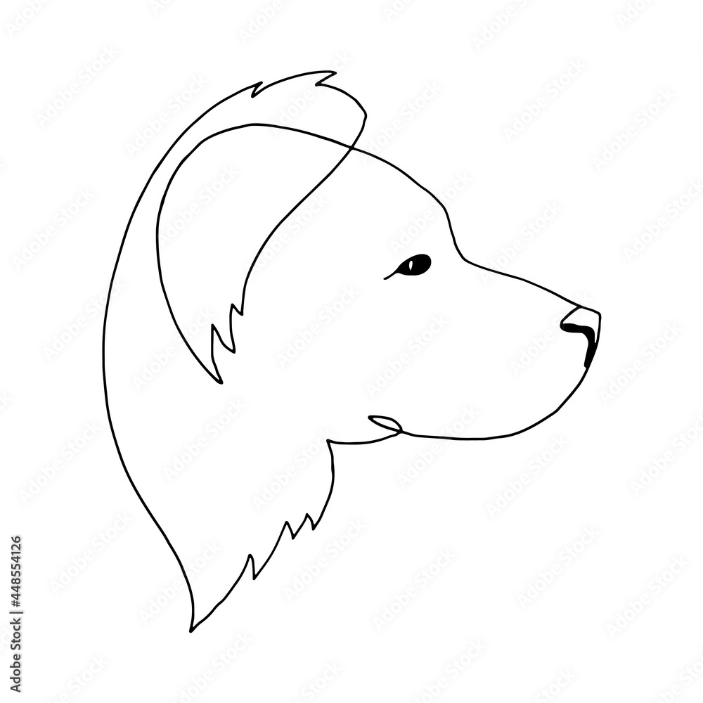 Isolated vector portrait of a dog, line art style Stock Vector | Adobe ...