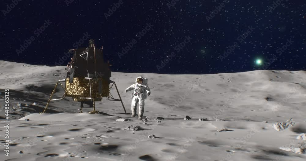 Lunar module after landing, Apollo Mission human spaceflight program ...