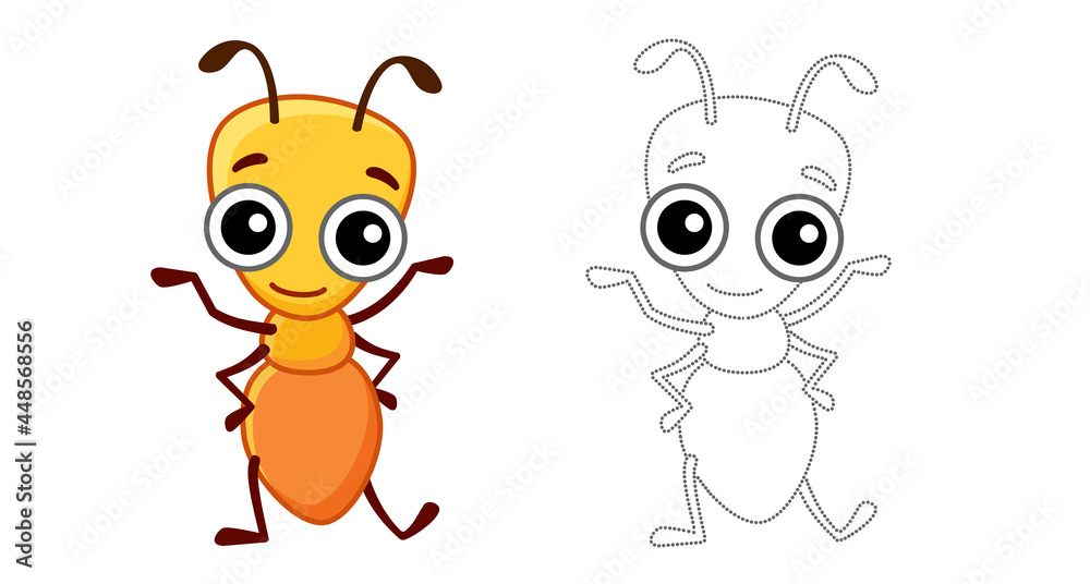 Coloring Insect for children coloring book. Funny Ant in a cartoon ...