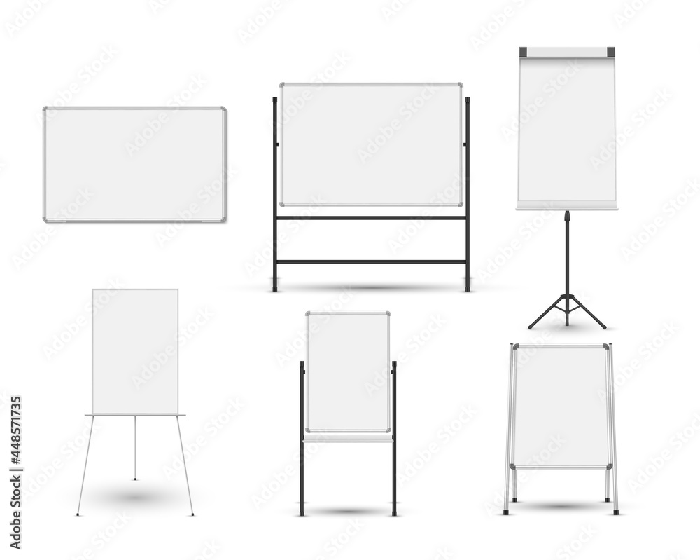 Collection realistic whiteboard vector illustration. Equipment for ...