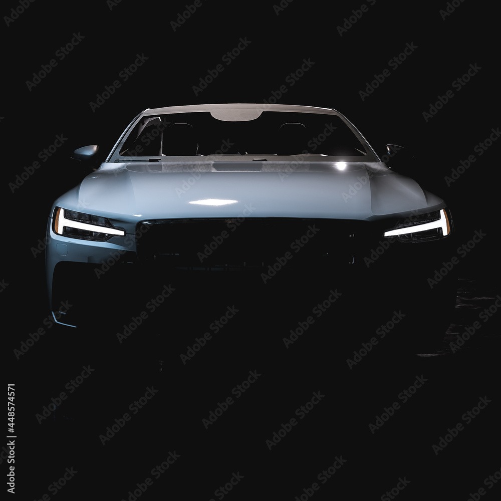 luxury car front view in dark background Stock Illustration | Adobe Stock