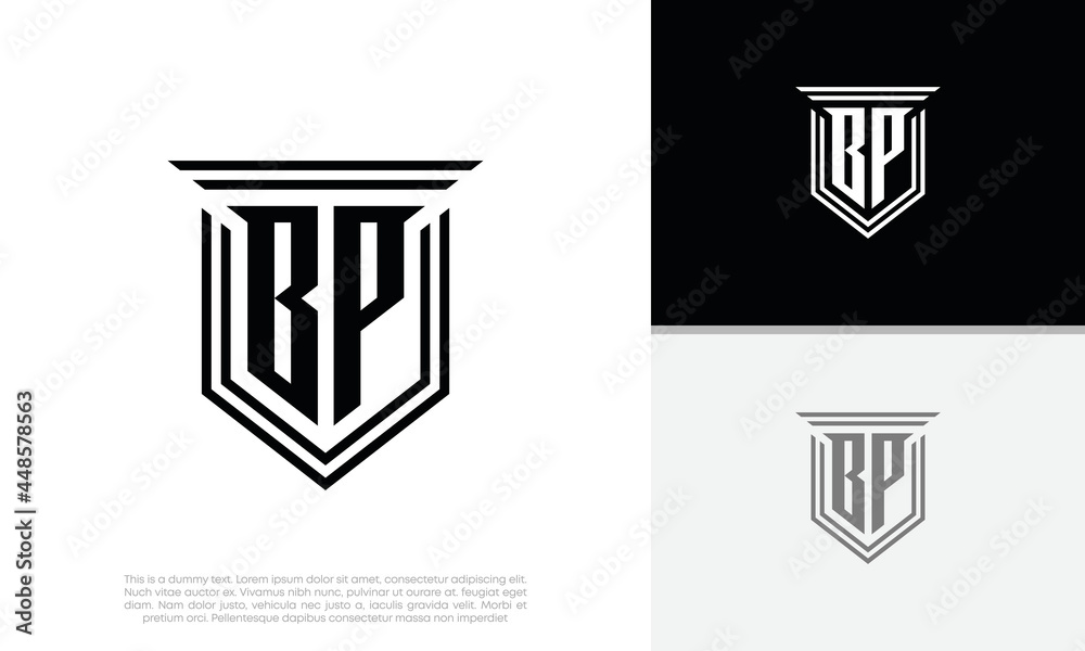 Initials BP logo design. Luxury shield letter logo design. Stock Vector ...