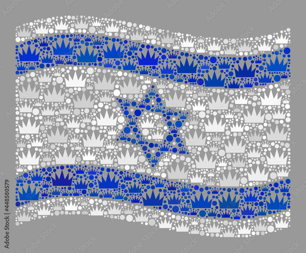 Mosaic waving Israel flag designed with royal elements. Brand vector ...