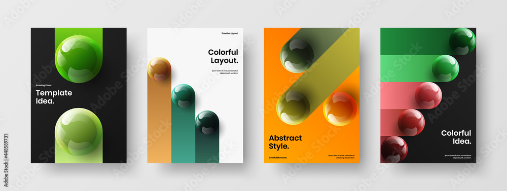 Minimalistic placard vector design illustration set. Colorful realistic ...