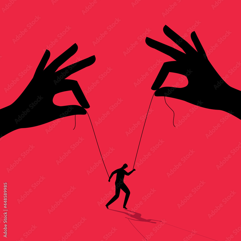 Manipulator concept. Boss puppet abuse manipulations, employer ...