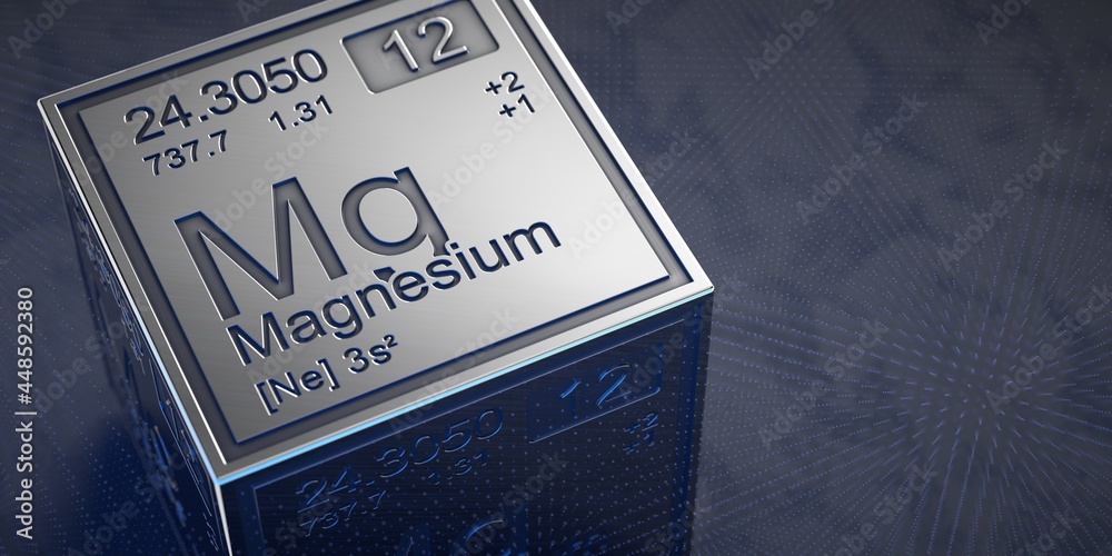 Magnesium. Element 12 of the periodic table of chemical elements. Stock ...