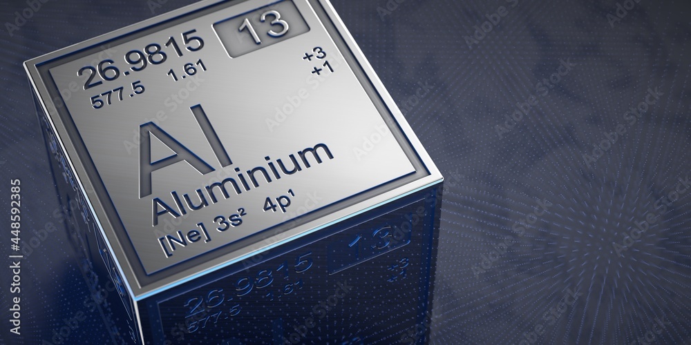 Aluminum. Element 13 of the periodic table of chemical elements. Stock ...