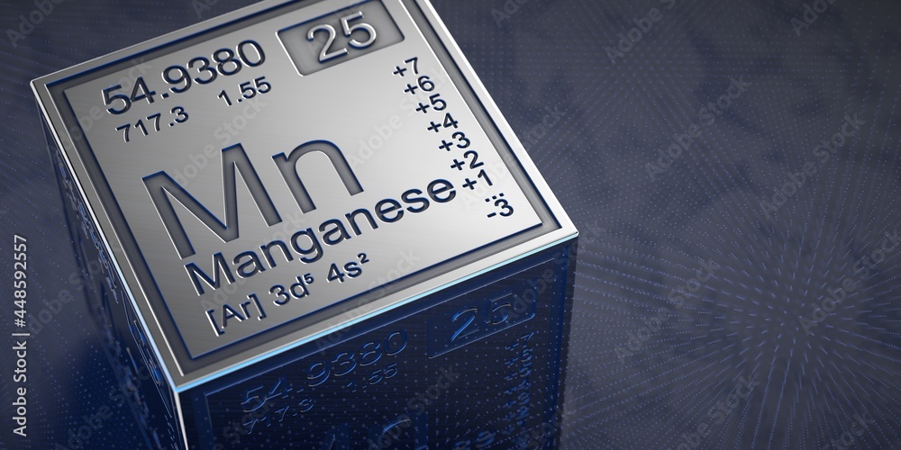 Manganese. Element 25 of the periodic table of chemical elements. Stock ...