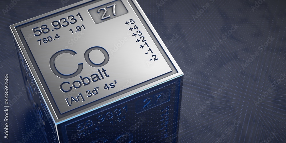 Cobalt. Element 27 of the periodic table of chemical elements. Stock ...