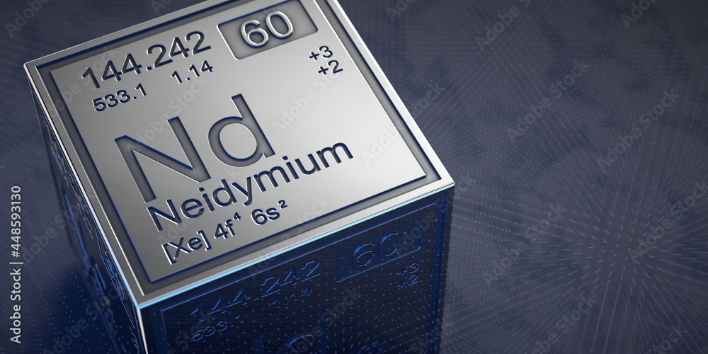 Neodymium. Element 60 of the periodic table of chemical elements. Stock ...