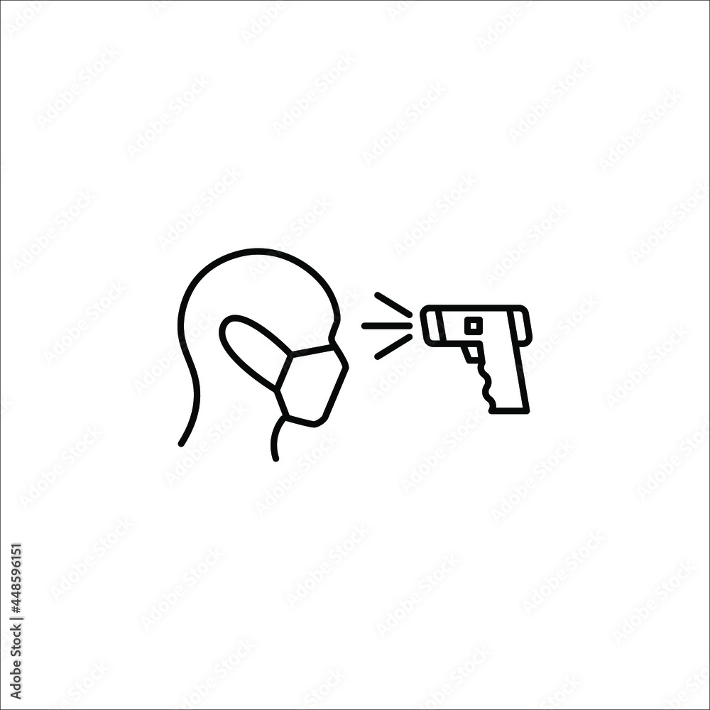 Checking body temperature icon. temperature scaning sign on white ...