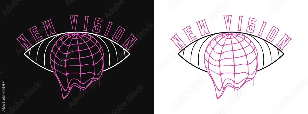 New Vision slogan for t-shirt design. Earth globe that melts and eye ...