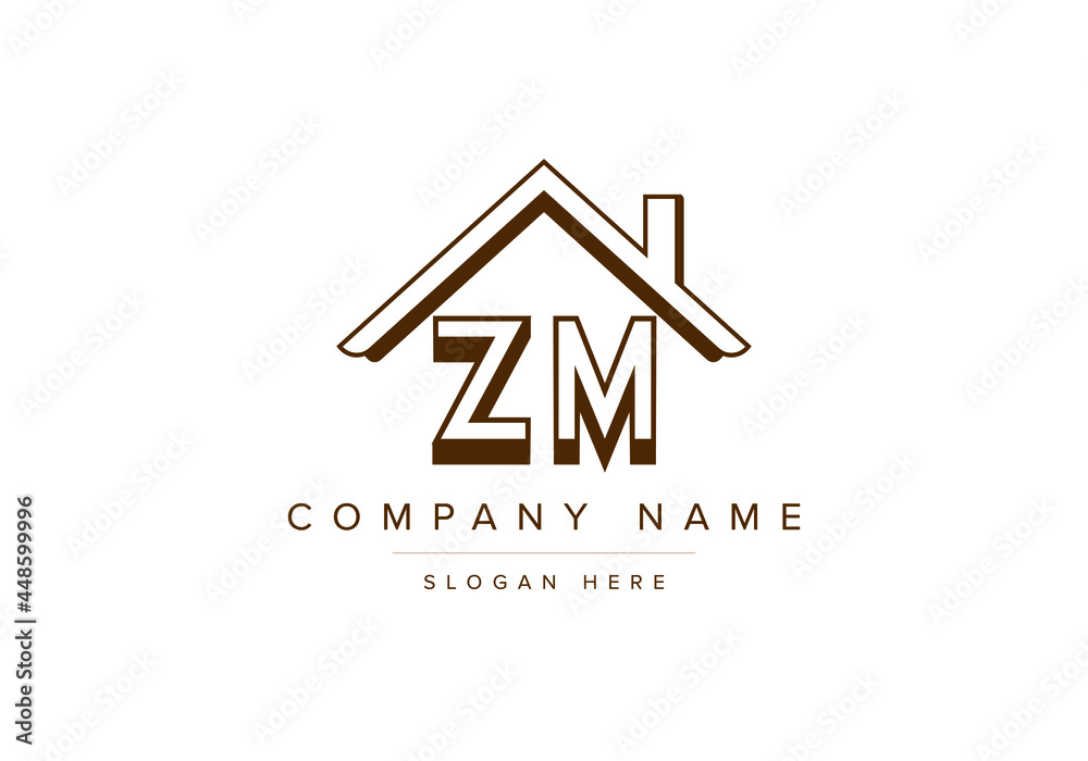 Alphabet letters ZM home or house logo for real estate Stock Vector ...