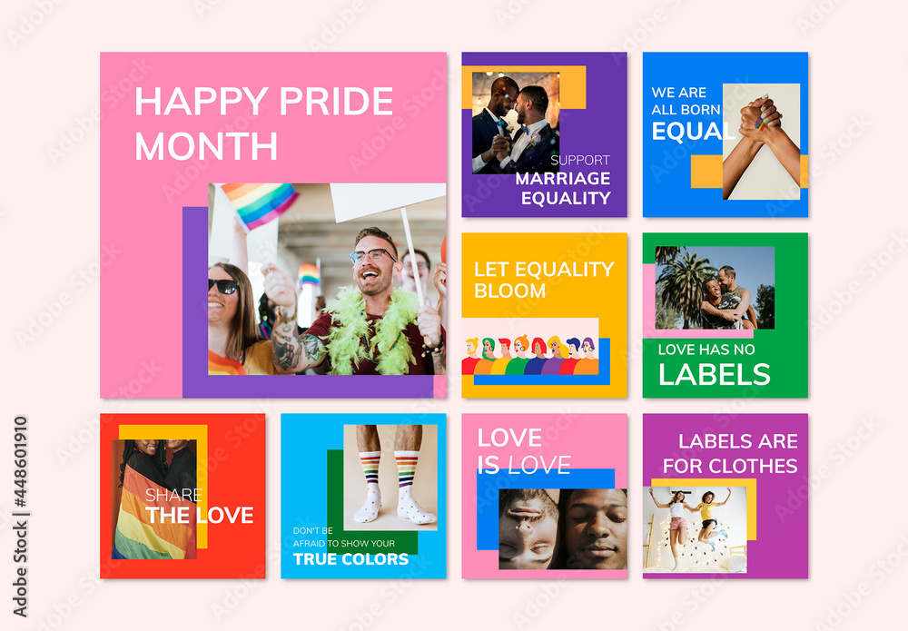 Colorful Pride Month Celebration Banner Layout Stock Template | Adobe Stock