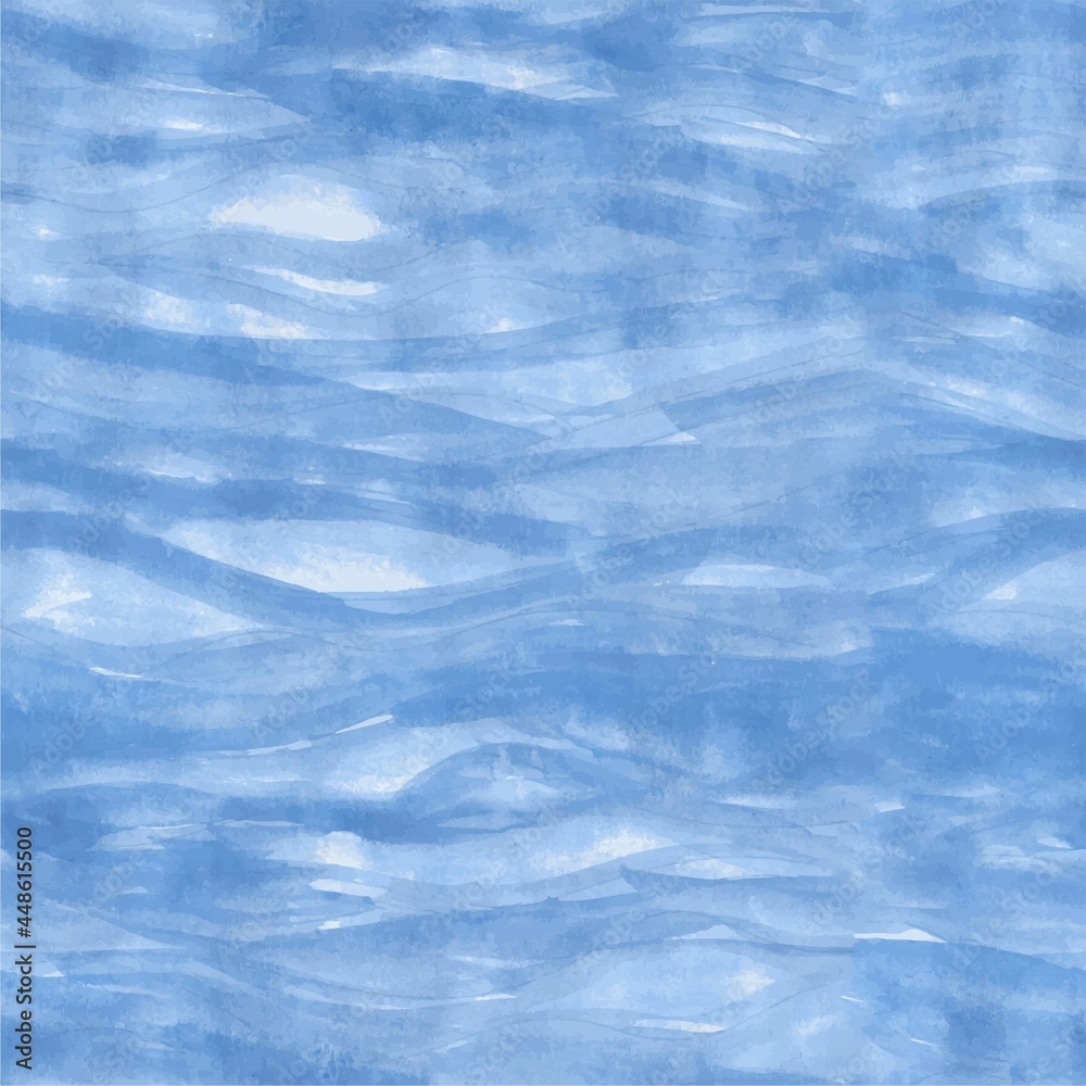 Blue abstract seamless vector water texture. Pattern of watercolor ...