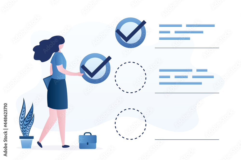Checklist for completed tasks. Time management. To do list or office ...