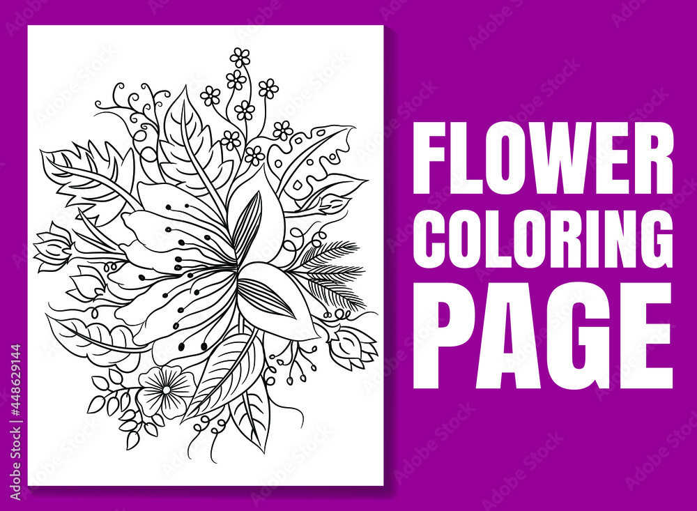 Flower coloring page. coloring book. Flower coloring page. flower ...