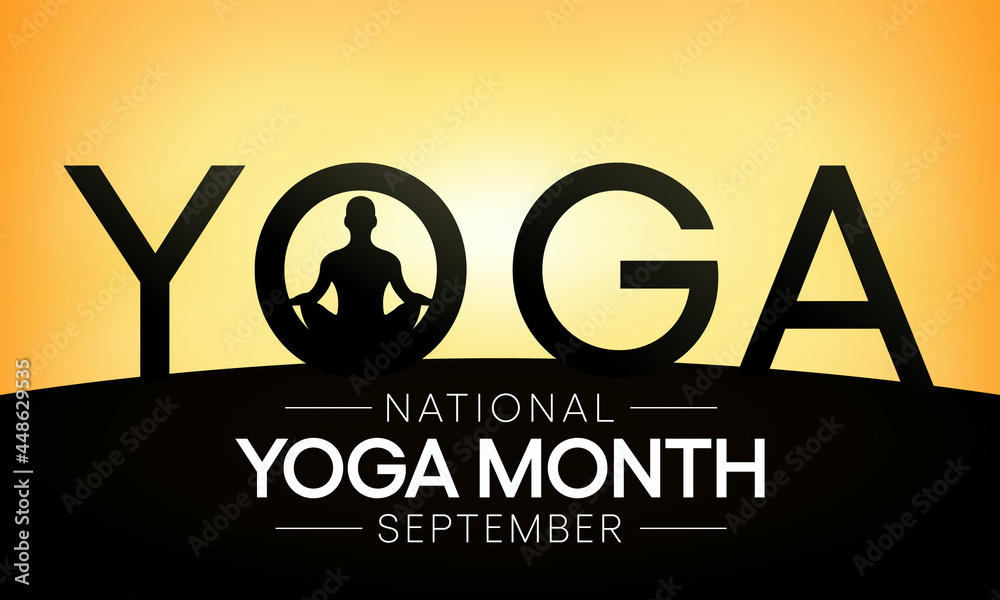 Vetor de National Yoga month is observed every year in September, The ...