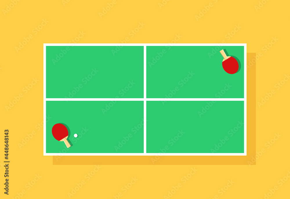 Table tennis. Table for ping pong top view with racket and ball. Game ...