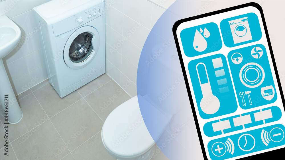 Smart home application in a mobile phone. Phone control washing machine ...