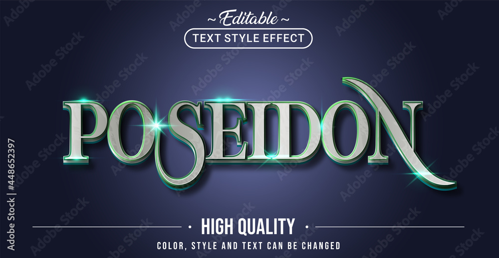 Editable text style effect - Poseidon text style theme. Stock Vector ...