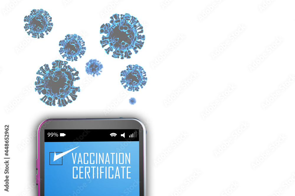 Cellphone vaccination certificate. Phone with vaccination certificate ...