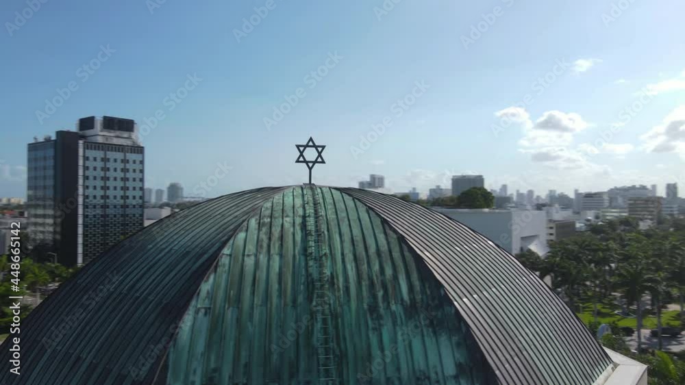 Star of David, Jewish Symbol on Top of Synagogue Temple, Drone Aerial ...