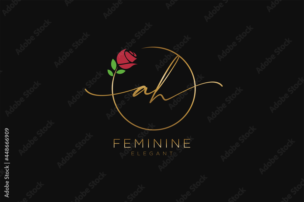 initial AH Feminine logo beauty monogram and elegant logo design ...