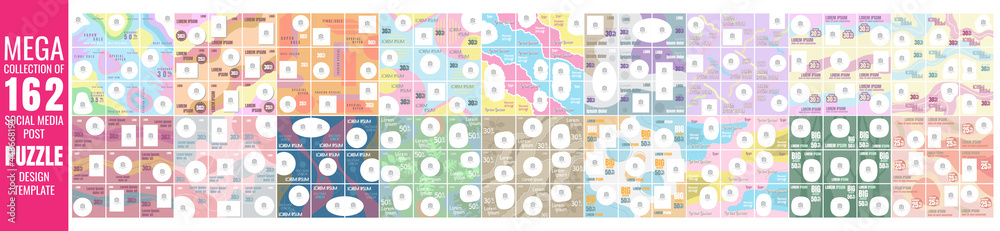 Mega collection of 162 social media post puzzle design template Stock ...