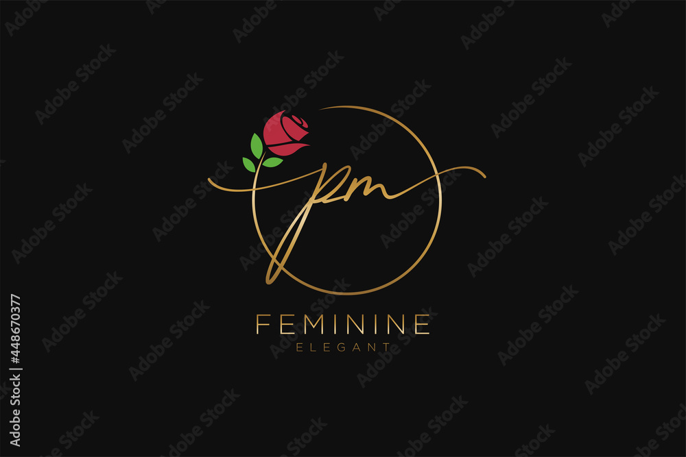 initial PM Feminine logo beauty monogram and elegant logo design ...