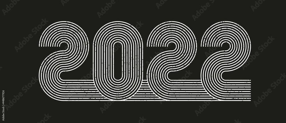 2022 line art design. Retro, 70s style numbers. Stock Vector | Adobe Stock