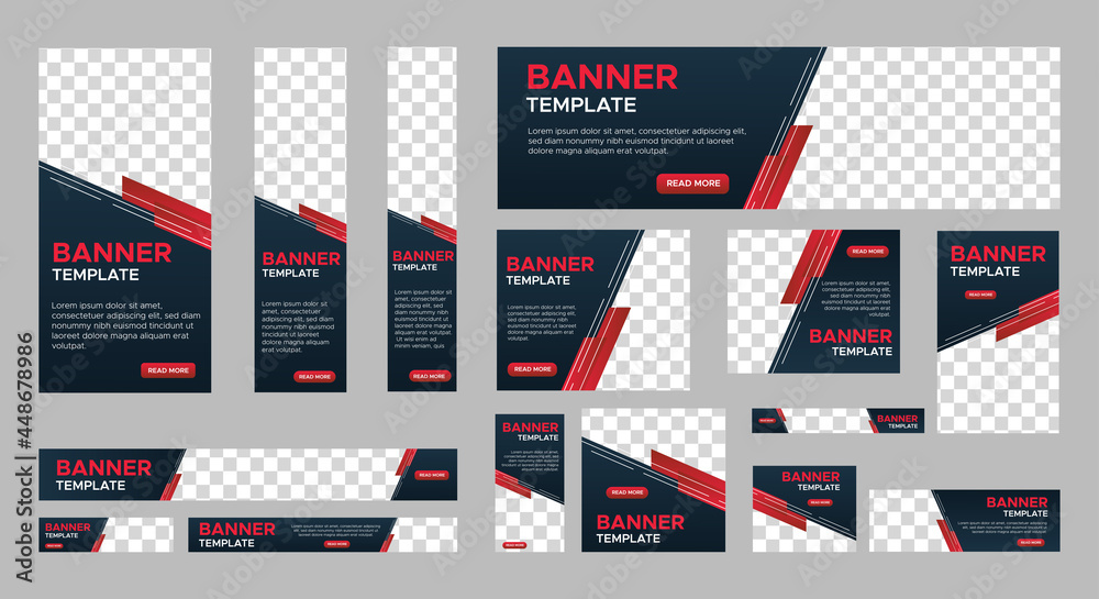 Set of creative web banners of standard size with a place for photos ...