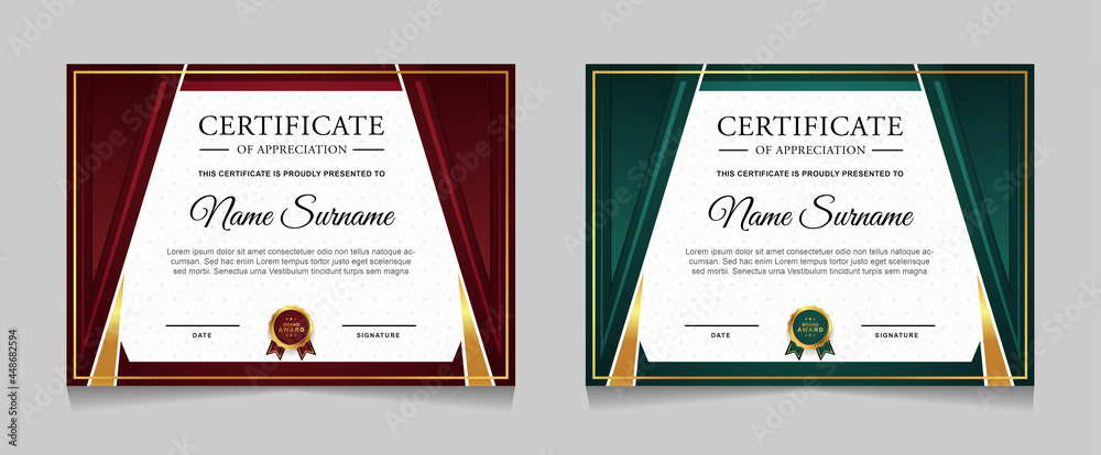 Set of certificate of achievement border design templates with elements ...