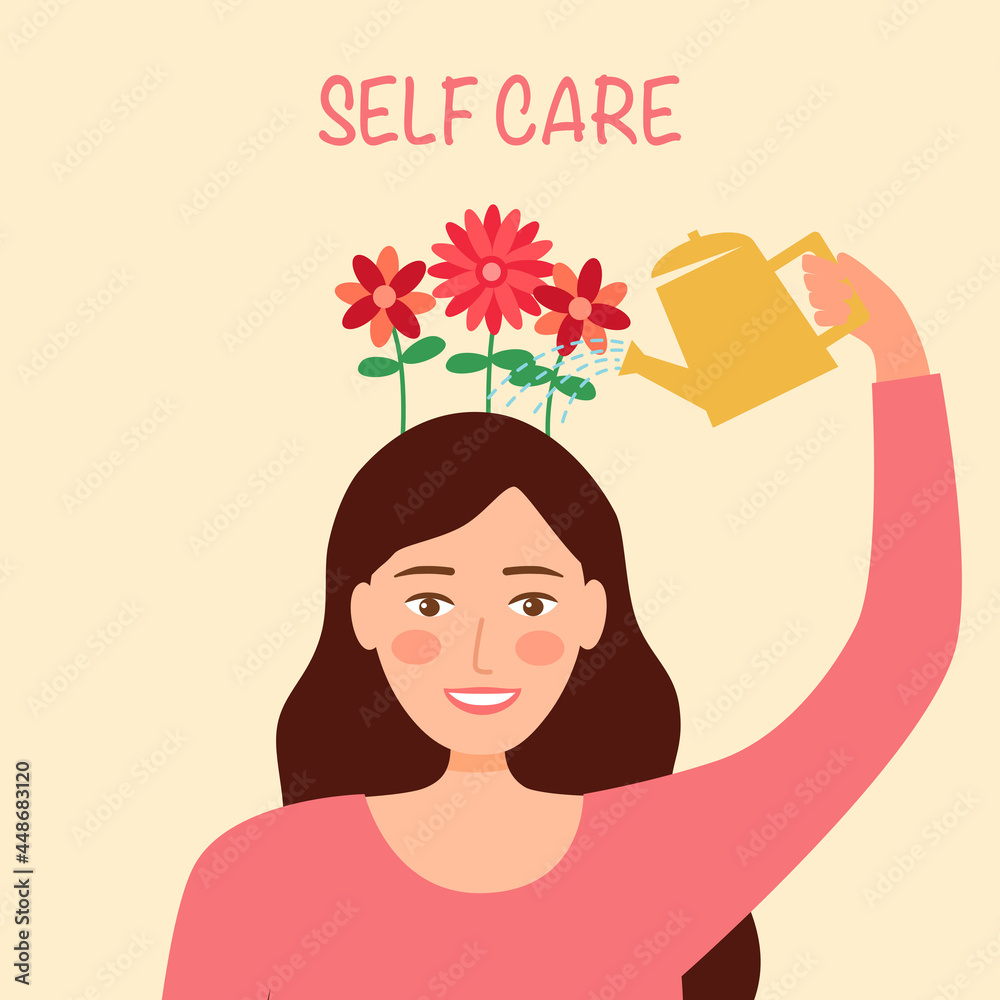 Self care or self compassion concept vector illustration. Mental health ...