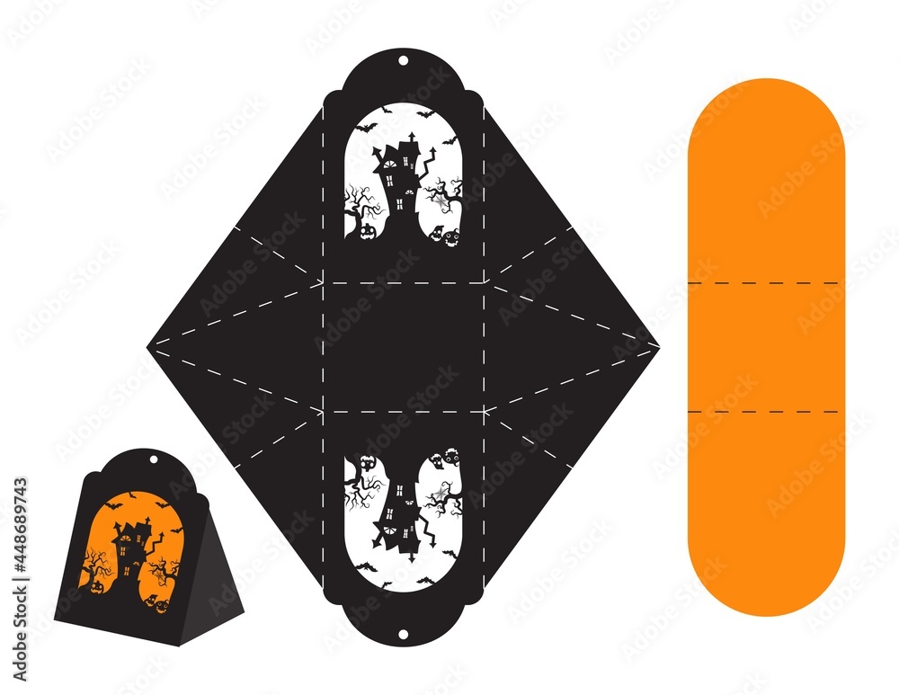 Happy Halloween treat box. Gift party favor box for sweets, candies ...