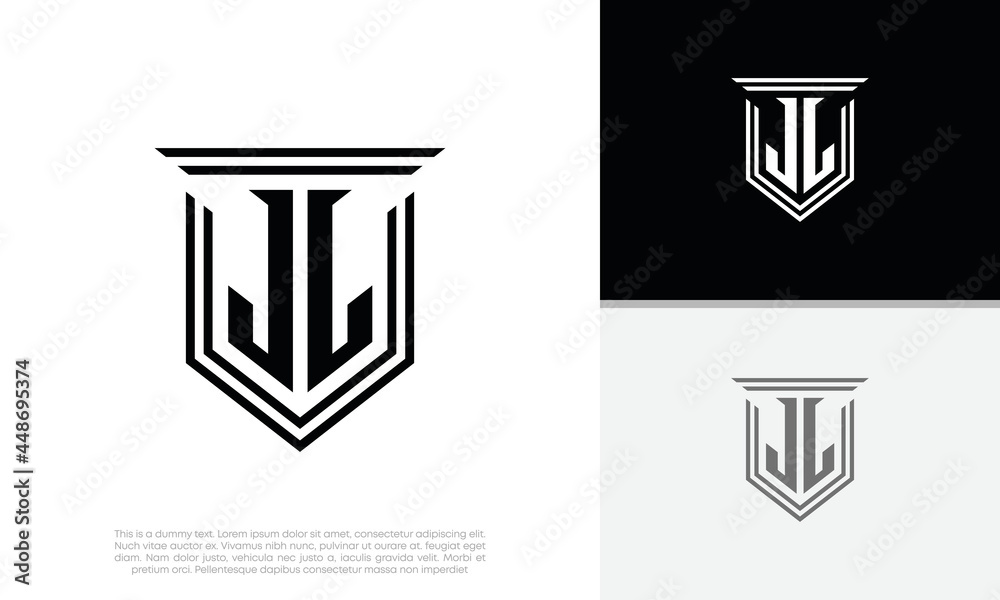 Initials JL logo design. Luxury shield letter logo design. Stock Vector ...