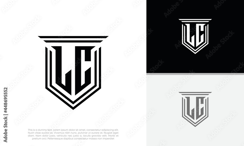 Initials LC logo design. Luxury shield letter logo design. Stock Vector ...