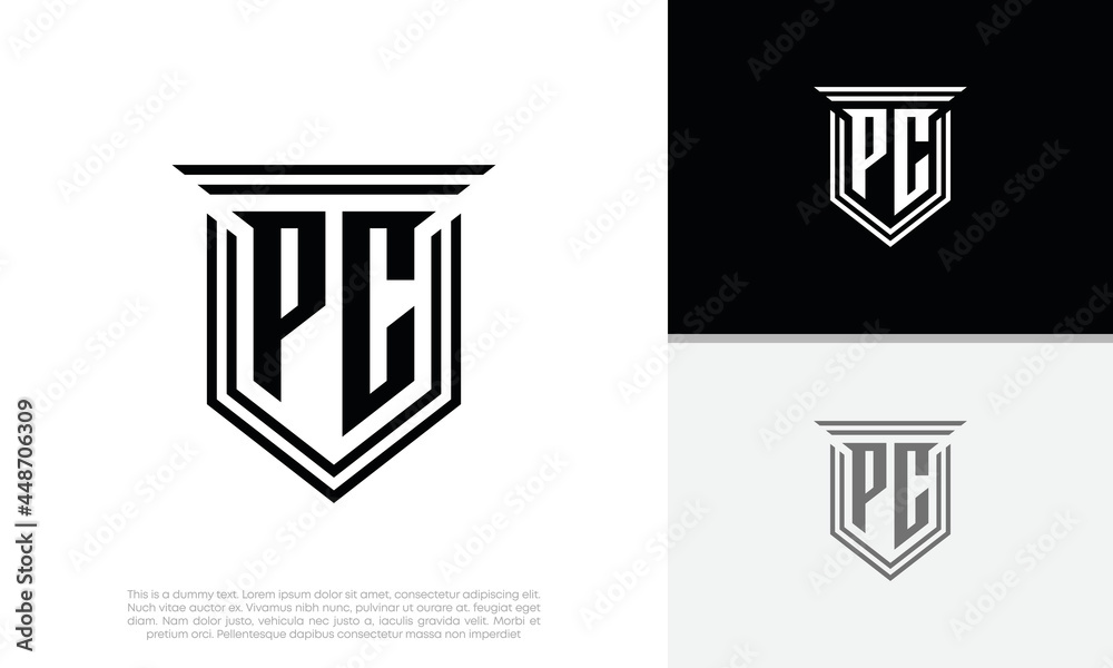 Initials PC logo design. Luxury shield letter logo design. Stock Vector ...