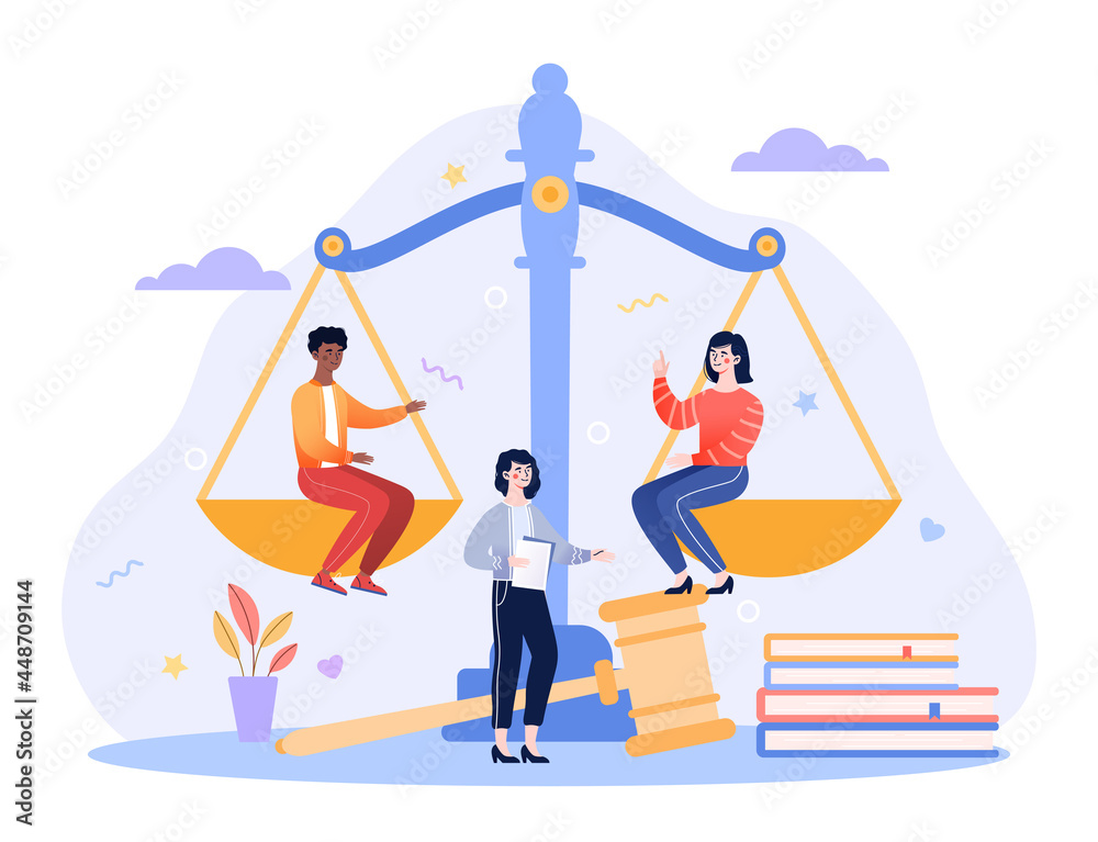 The concept of fairness and justice. Equality and freedom measurement ...