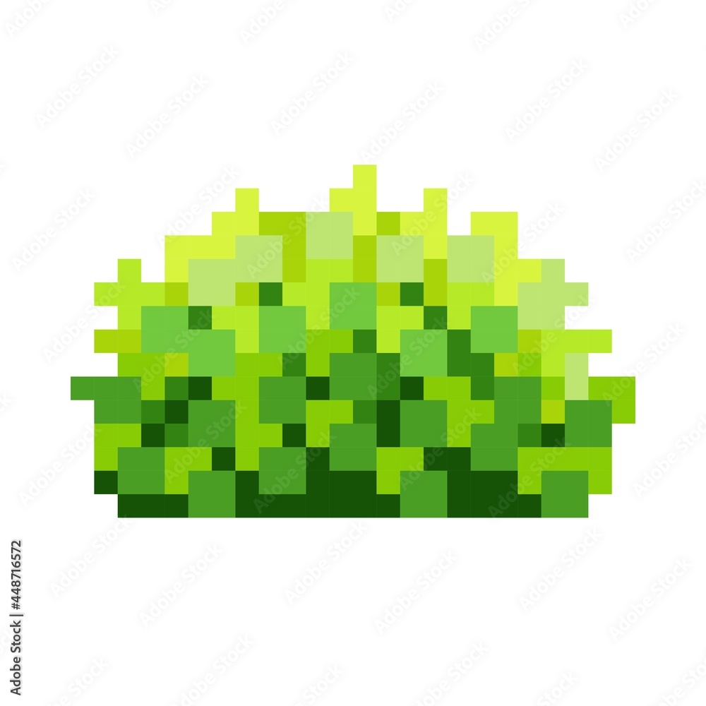 Green bush pixel art. Decorative bush pixel art. Vector illustration. Stock Vector | Adobe Stock