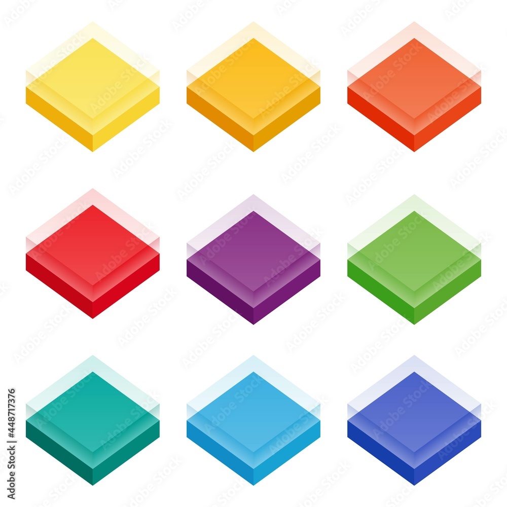 Set cube Icon Design. Blue decorative glass cube. 3D Isometric Cube ...