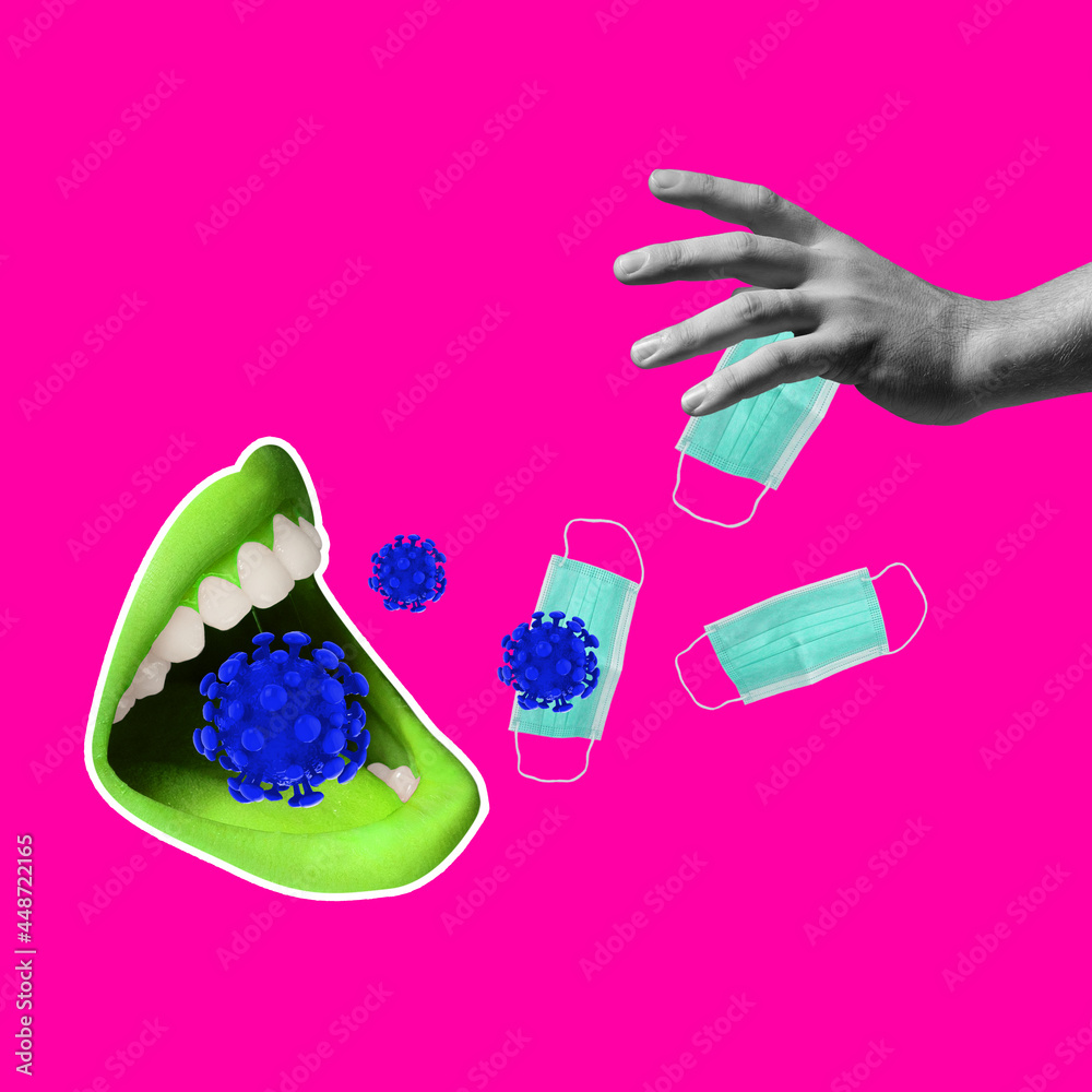 Covid-19. Protective mask from different viruses inside. Concept of ...