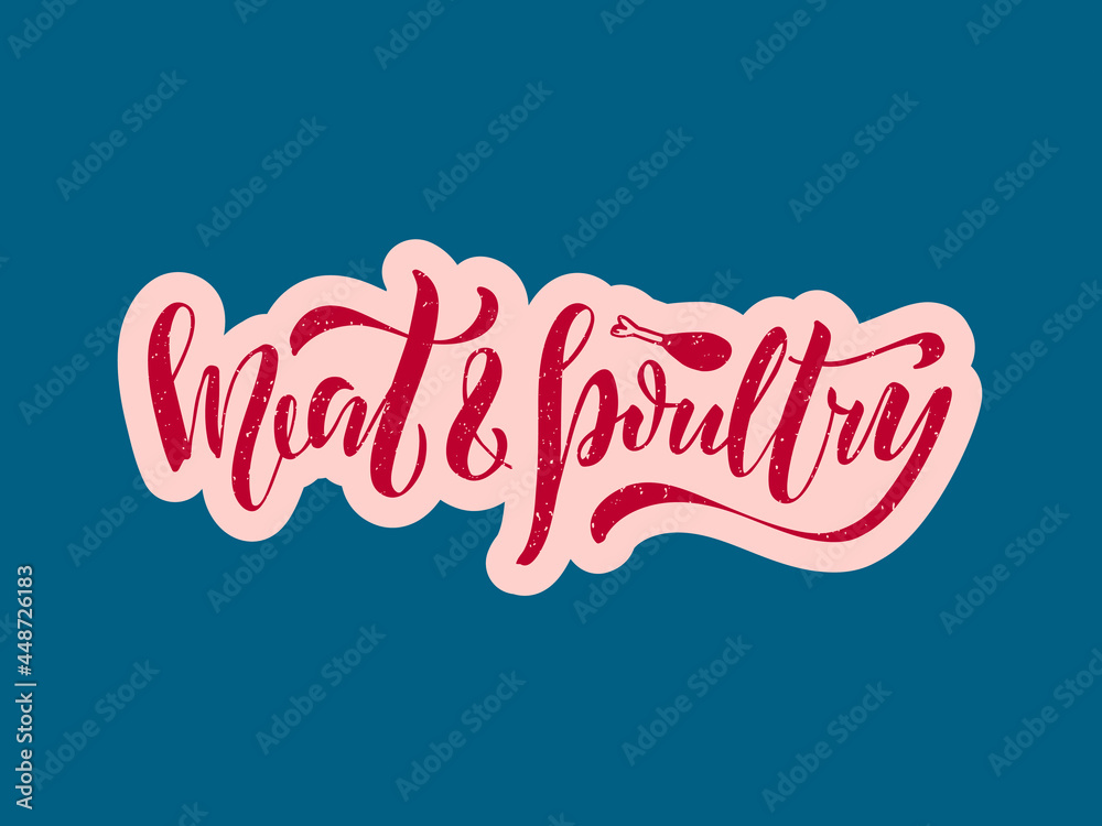 Vector illustration of meat and poultry lettering for banner ...